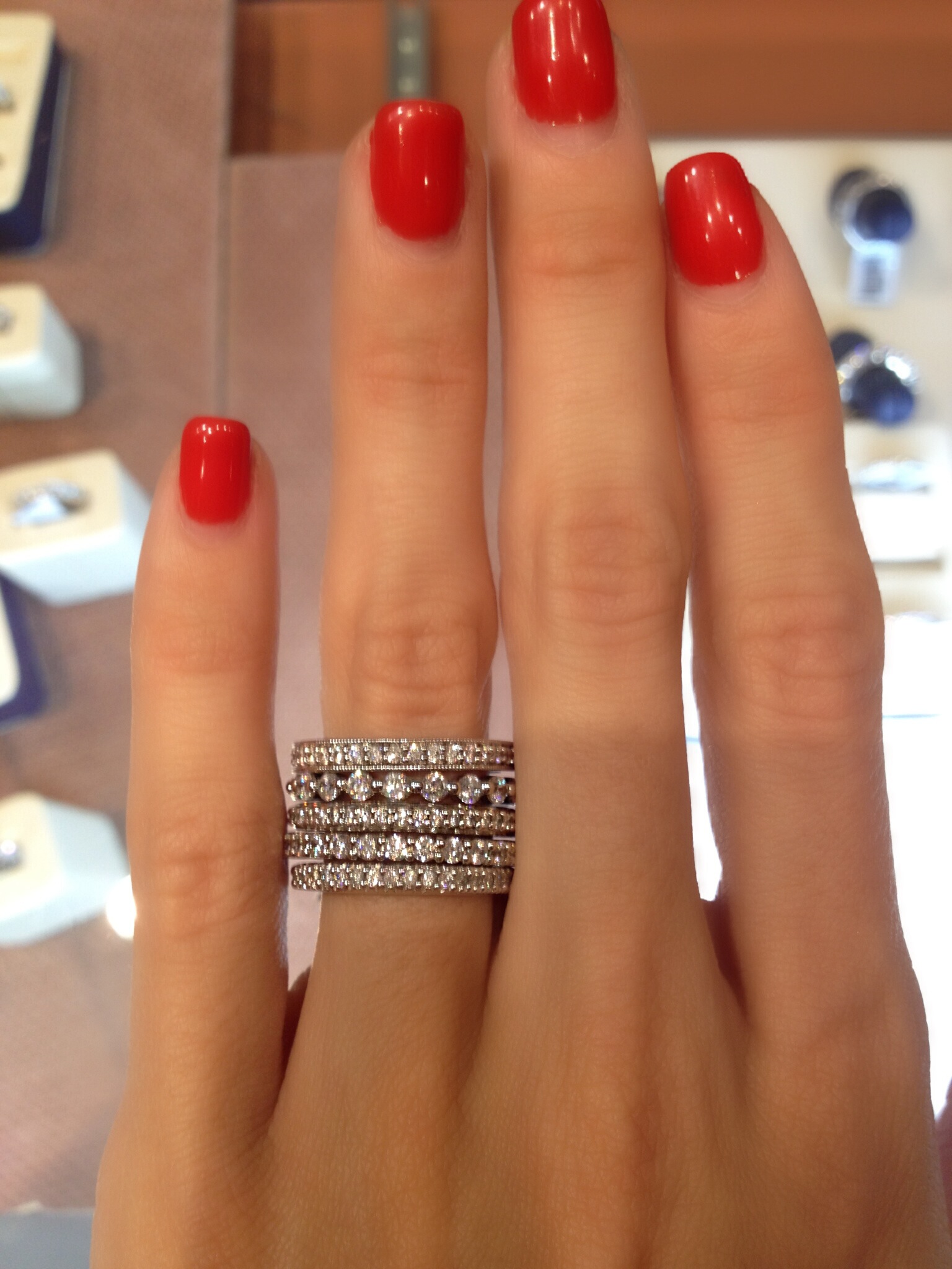 Stacking Diamond Eternity Rings | Samuel Kleinberg Stacking Diamond Eternity Rings | Samuel Kleinberg